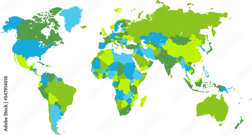Vector illustration of world map isolated on white background Stock ...
