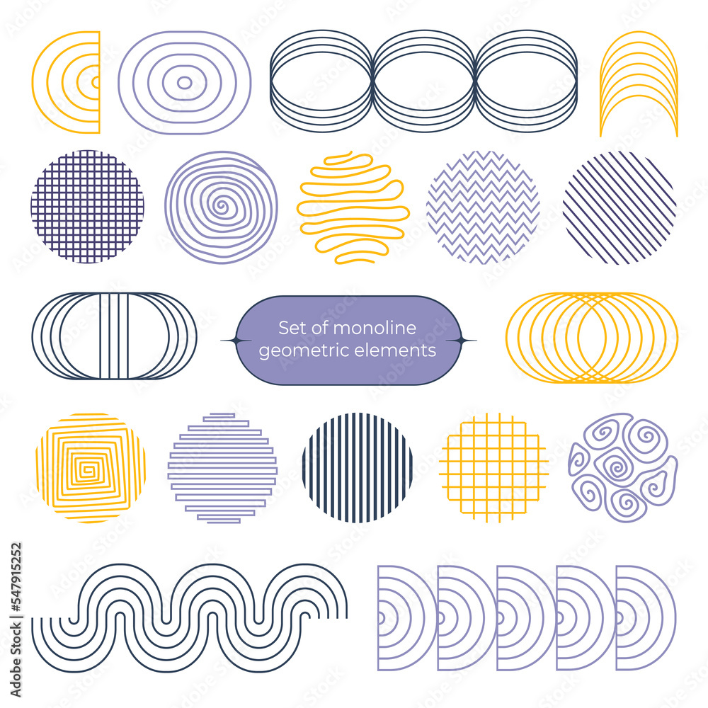 Set of monoline geometric elements for the social network. Minimalistic ...