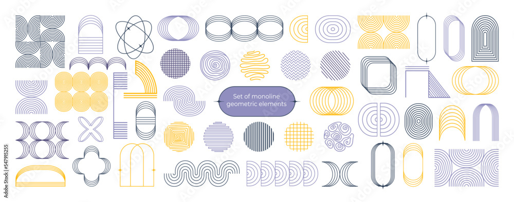 Set of monoline geometric elements for the social network. Minimalistic ...