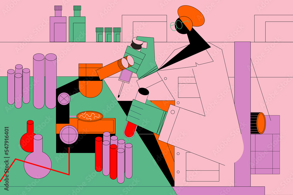 Dark skin scientist woman analyzing bacteria through the microscope in ...