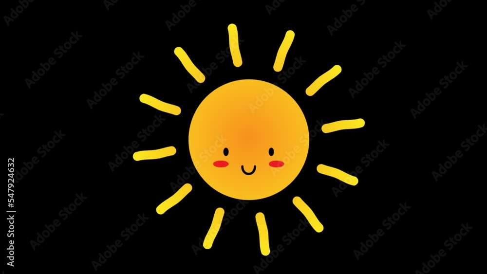 Cute cartoon sun animation on transparent background. Video footage for ...