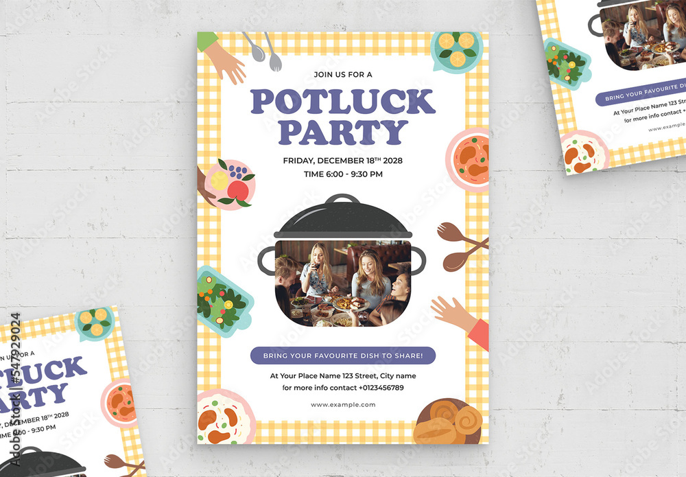 Potluck Flyer Template Stock Template | Adobe Stock
