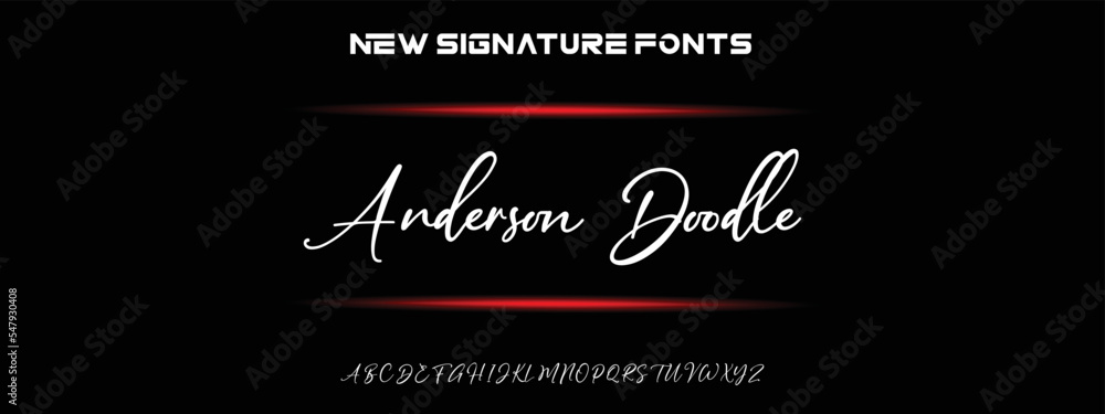 Anderson Doodle Hand drawn calligraphic vector monoline font. Distress ...