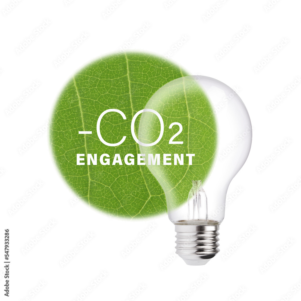 Carbon dioxide commitment. CO2 concept. Engagement, reduction and ...