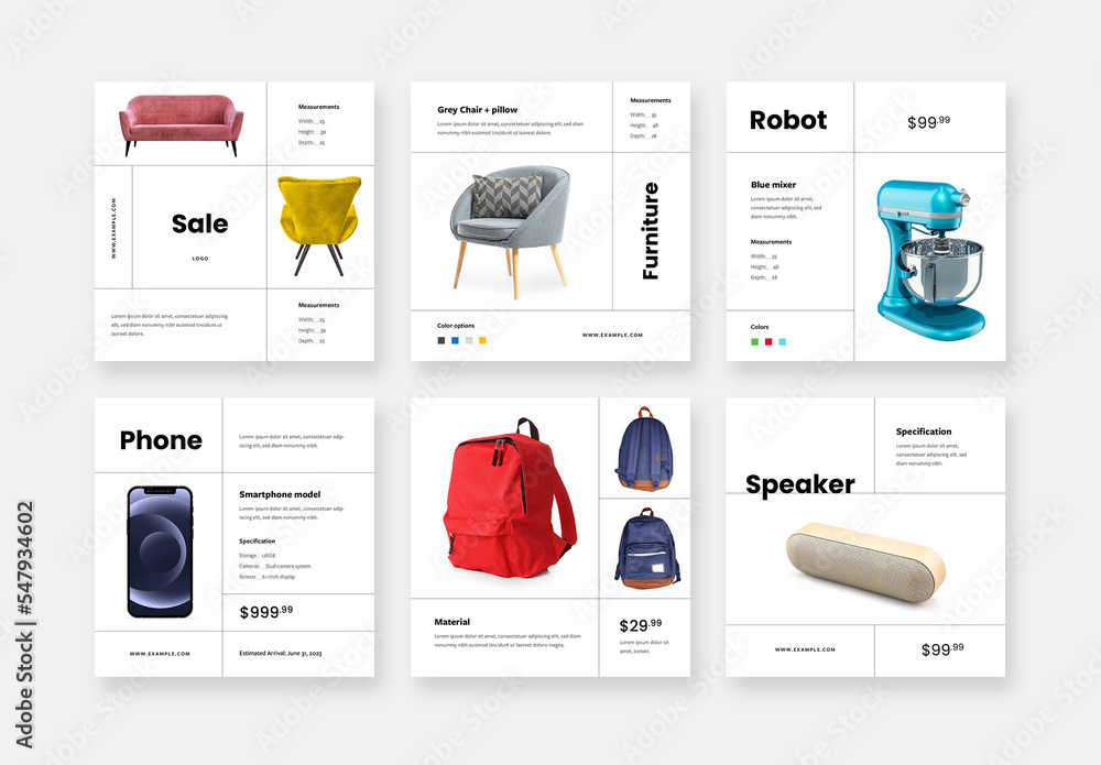 Social Media Layouts For Sellers With Various Product Promotion Options ...