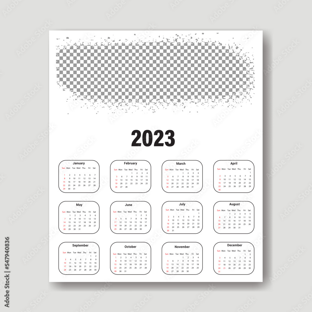 2023 calendar template, clean and unique calendar template design Stock ...