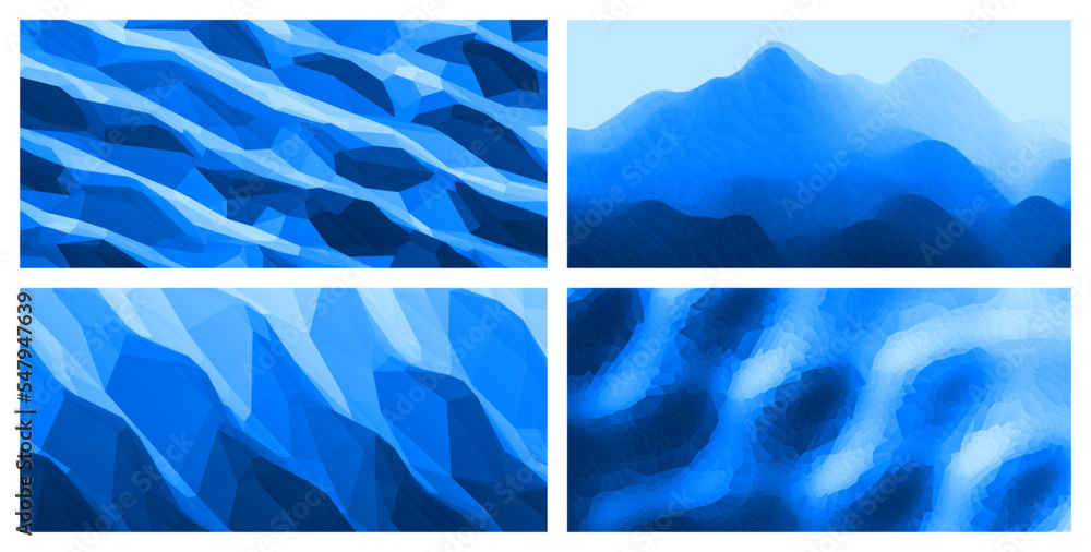Blue abstract background with polygonal structure. Water surface ...