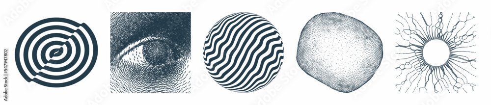 Black and white design elements. Melted liquid shape. Sphere. Eye ...