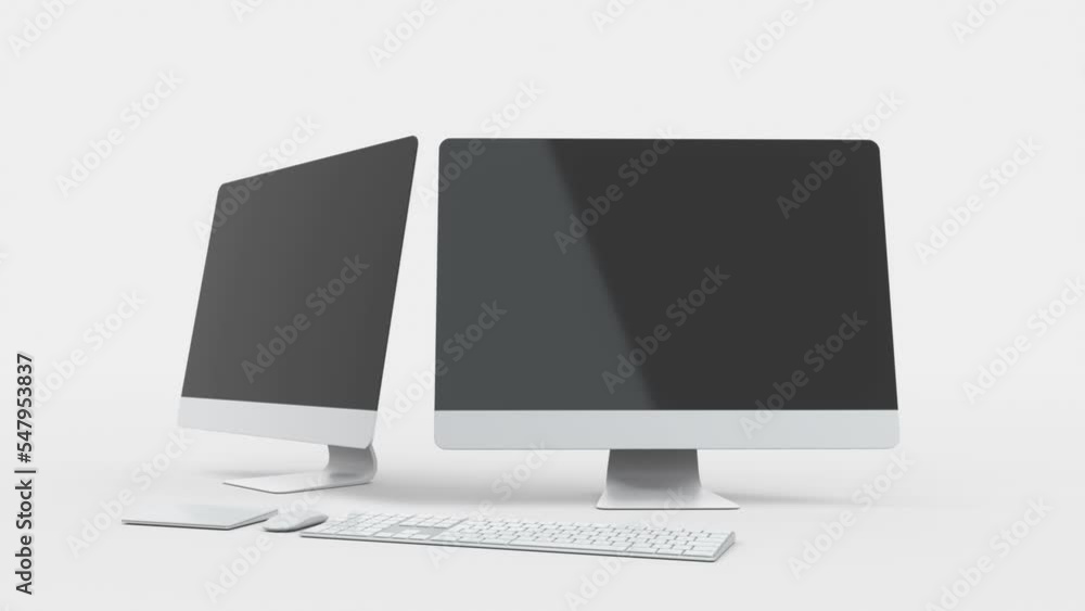 Desktop Computer Monitor with Mock Up Display Standing on the Desk in ...