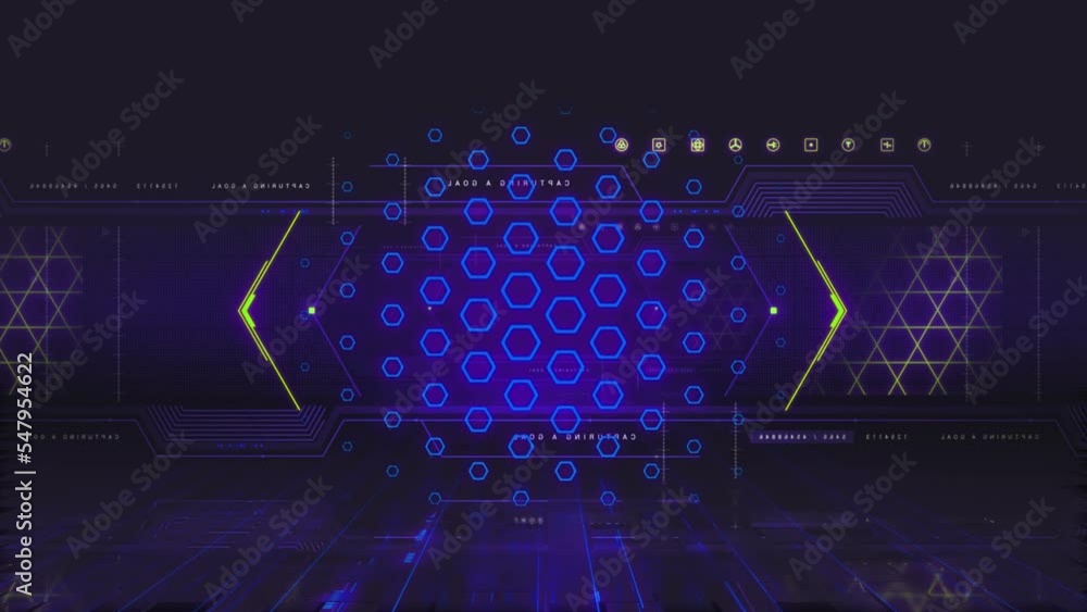 Motion graphic 4K flying into digital technologic tunnel.3D Big Data ...