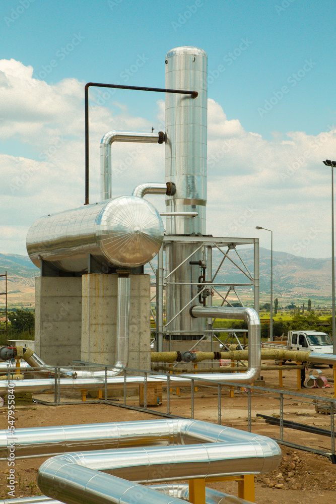 geothermal underground hot water extraction wellhead (pump) Stock Photo ...