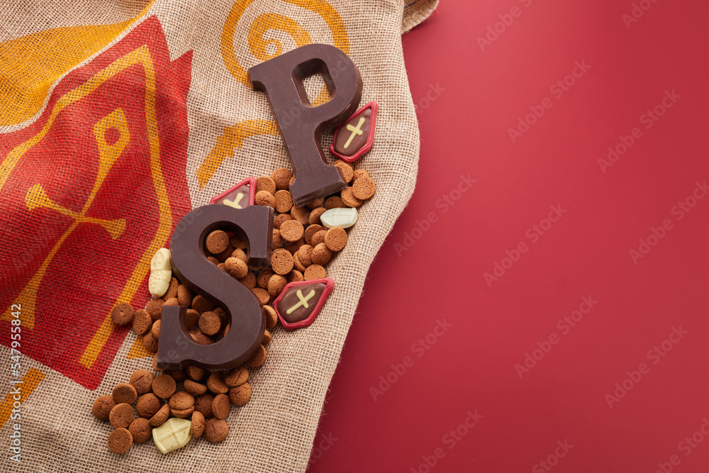 Dutch holiday Sinterklaas background with traditional sweets and ...