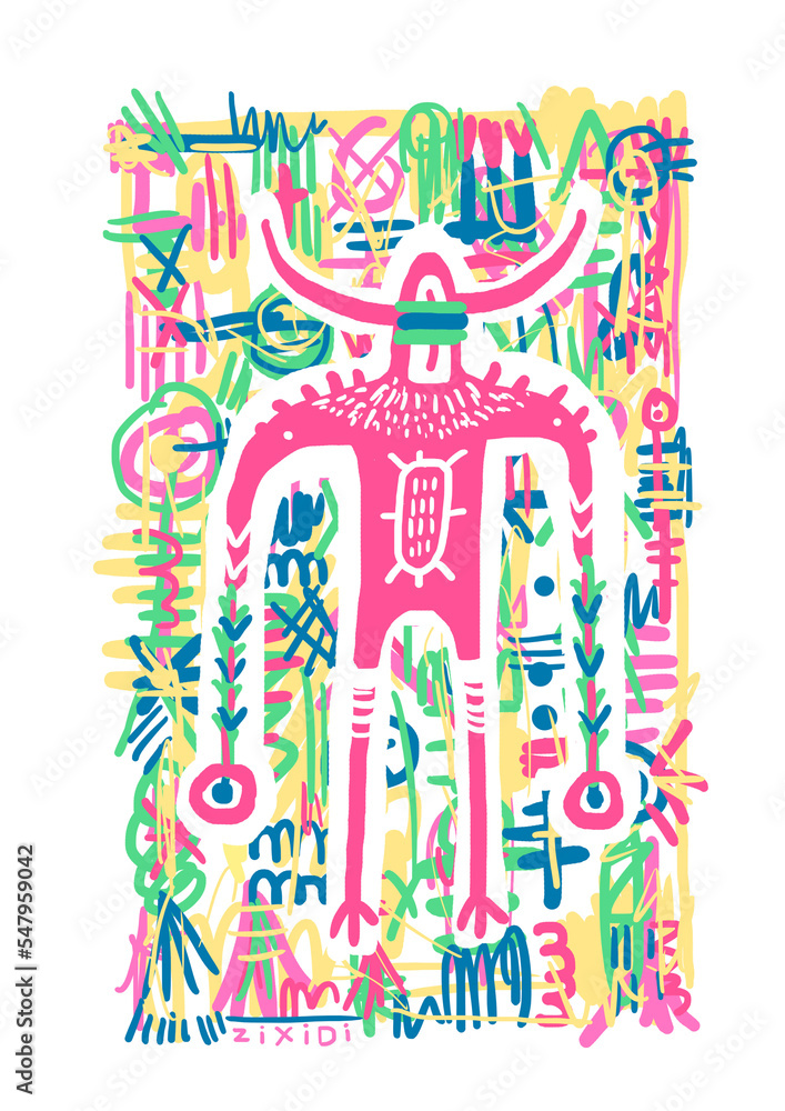 Hand drawn cartoon character. Comic style. Digital illustration. Naive ...