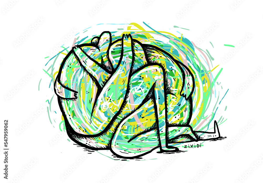 Hand drawn cartoon characters. Comic style. Digital illustration. Naive ...