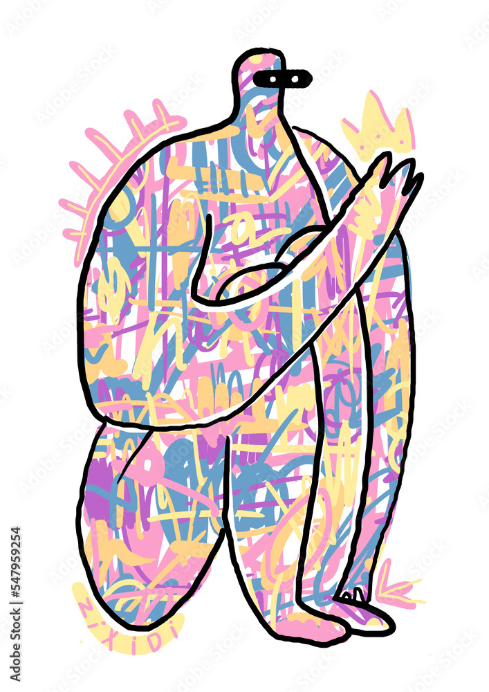 Hand drawn cartoon character. Comic style. Digital illustration. Naive ...