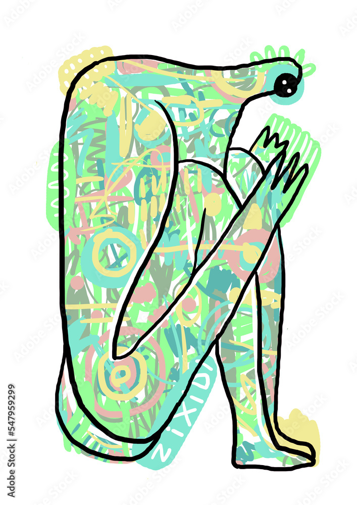 Hand drawn cartoon character. Comic style. Digital illustration. Naive ...