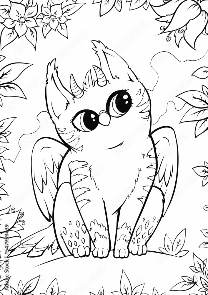 Cute cartoon Monster coloring page. Ready to print A4 size Stock Vector ...