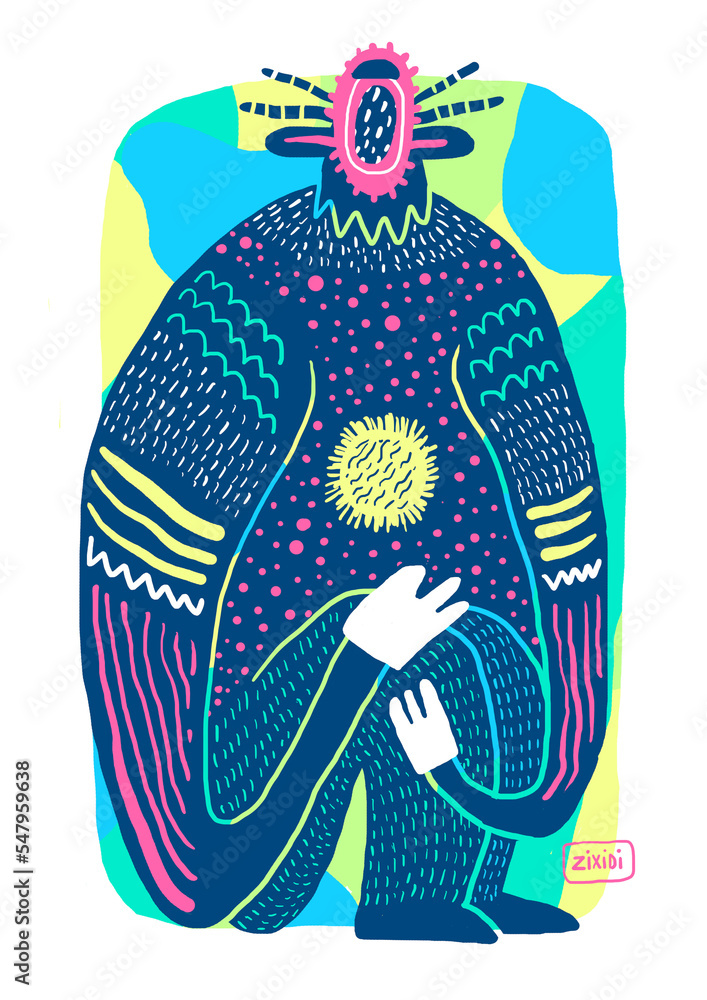 Hand drawn cartoon character. Comic style. Digital illustration. Naive ...