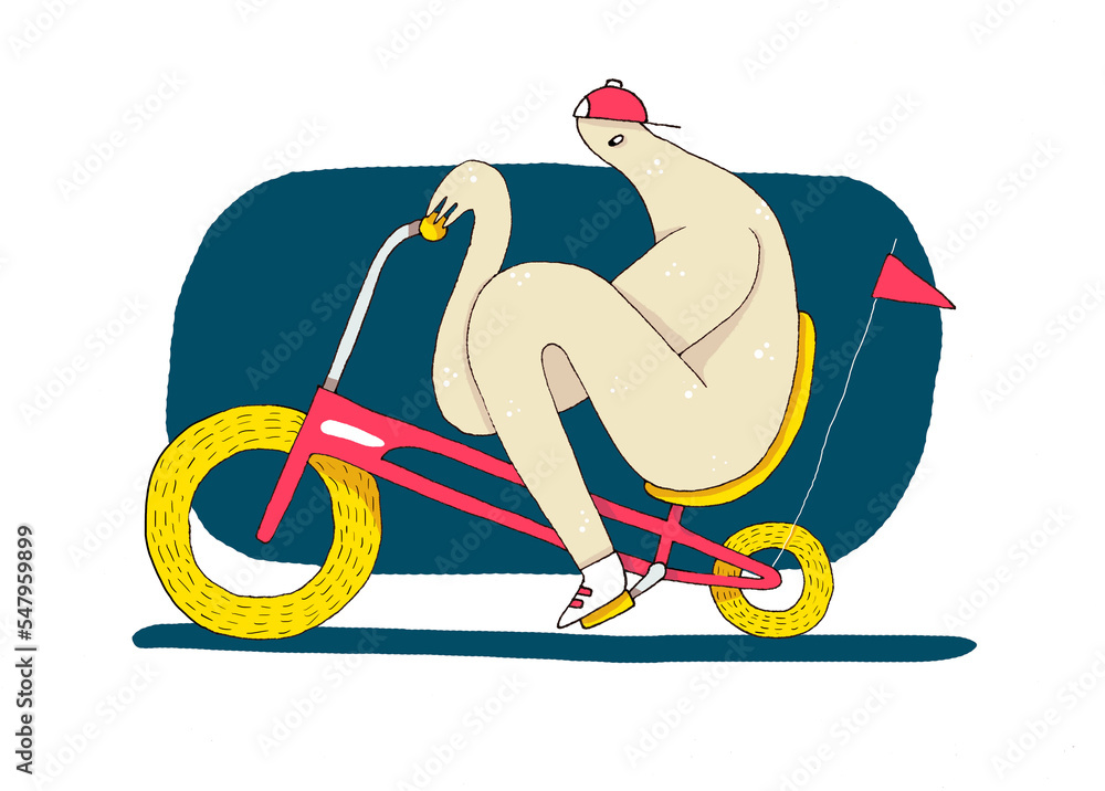 Cyclist or rider. Cartoon character. Doodle art. Artistic doodling ...