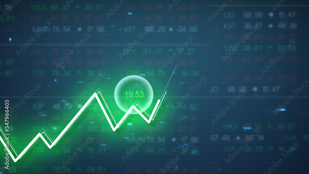 Growing line chart graph - business development competition concept ...