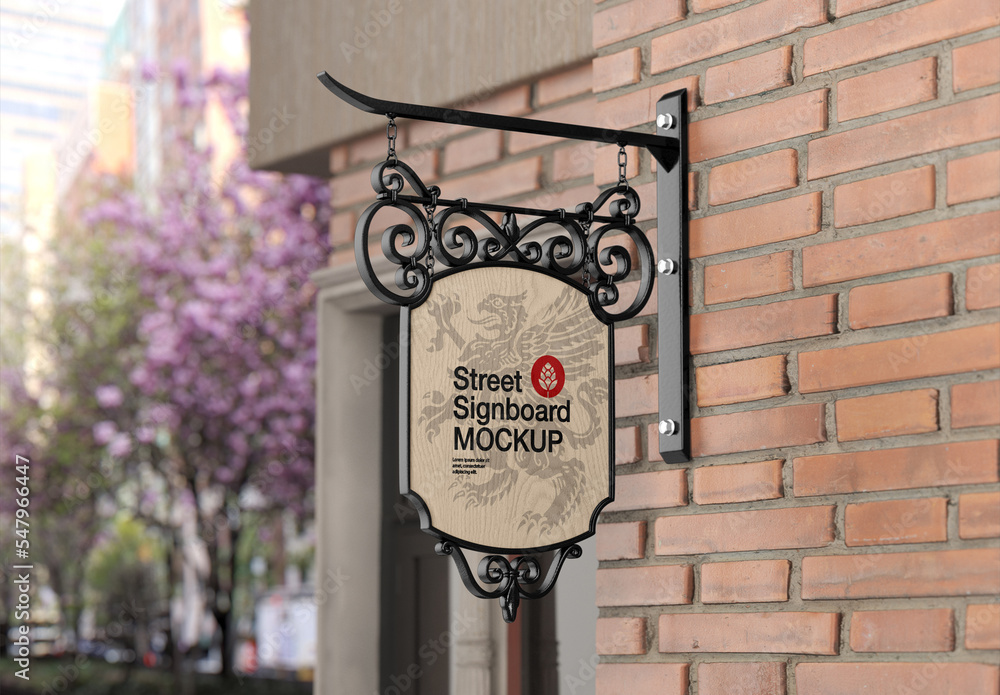 Classic Signboard Wall Mockup Stock Template | Adobe Stock
