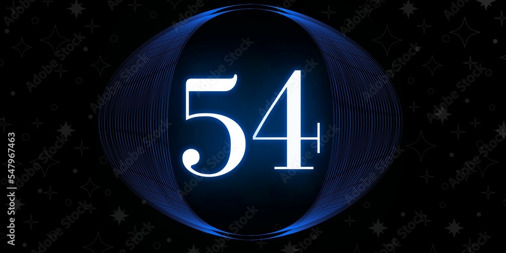 Number 54. Banner with the number fifty four on a black background and ...