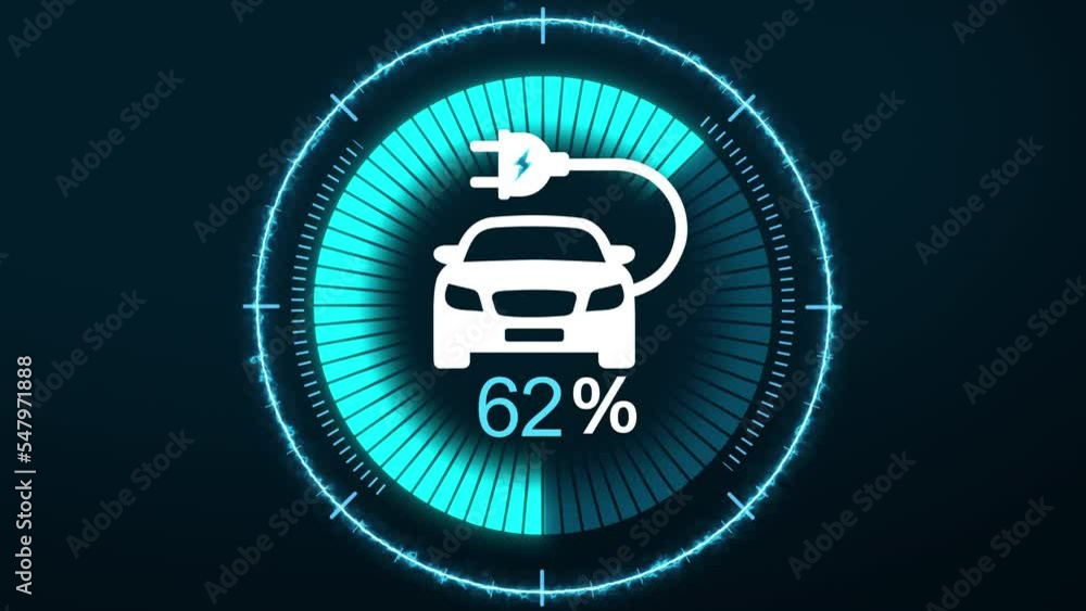 Electric car dashboard display. Electric Car Charging Indicating the ...