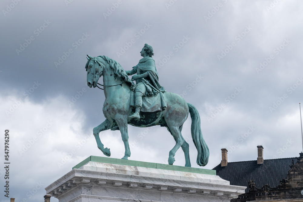 Copenhagen, Denmark - July 26, 2022: Equestrian statue of King ...