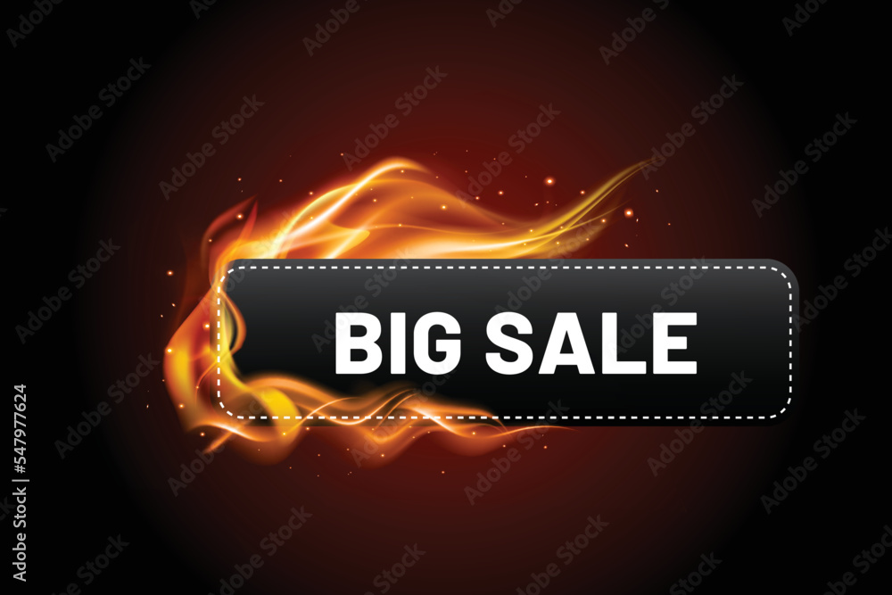 Realistic fire flame discount promotion banner design Stock Vector ...