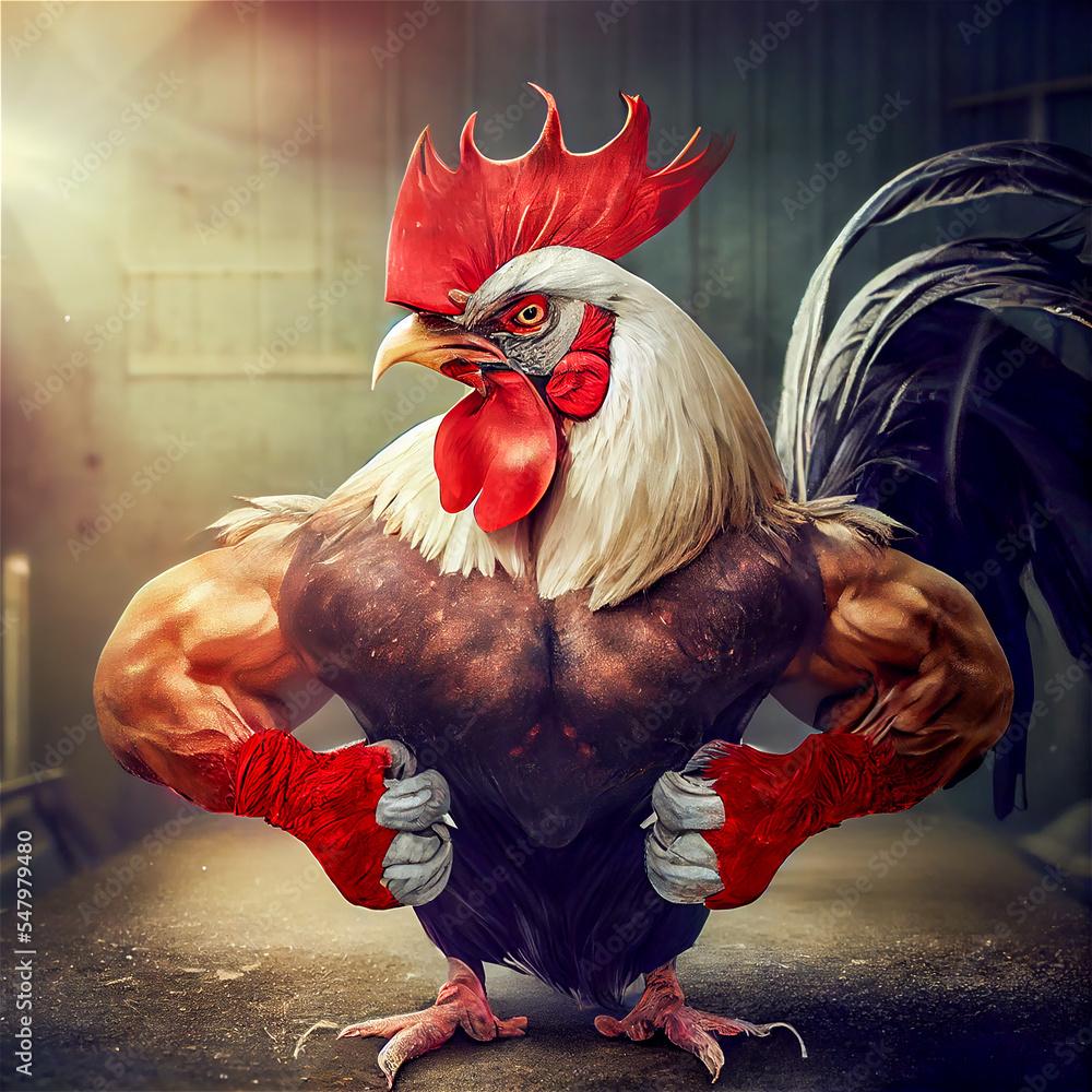 Bodybuilder rooster Stock Illustration | Adobe Stock