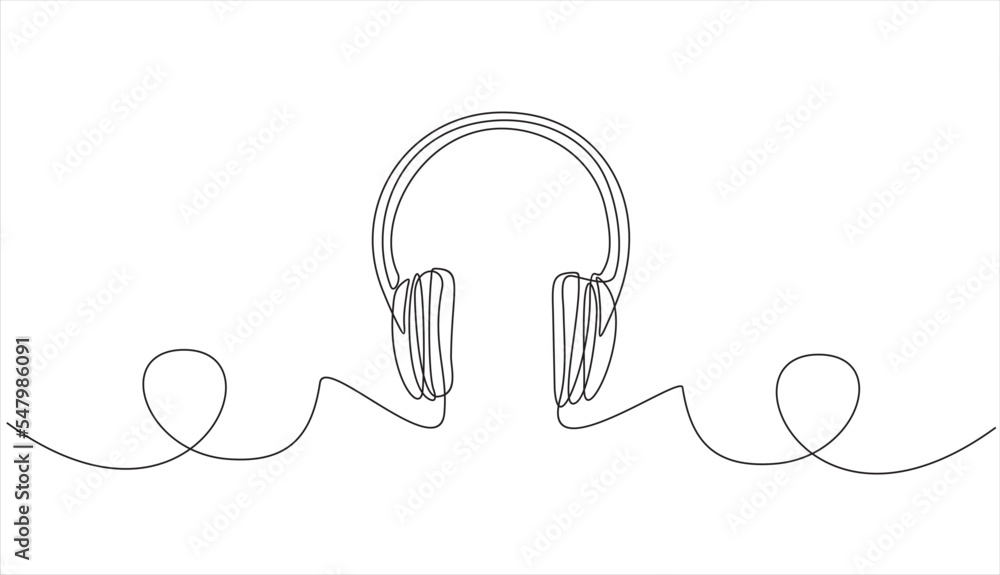 one line drawing of headphone speaker device gadget continuous lineart ...