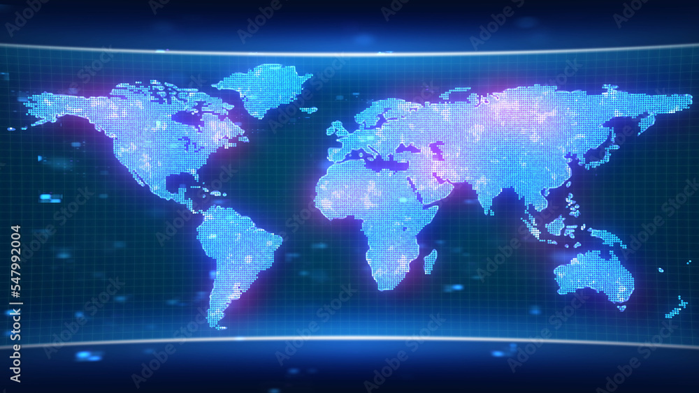 Global earth map Hologram map with high quality 3D rendering of how ...