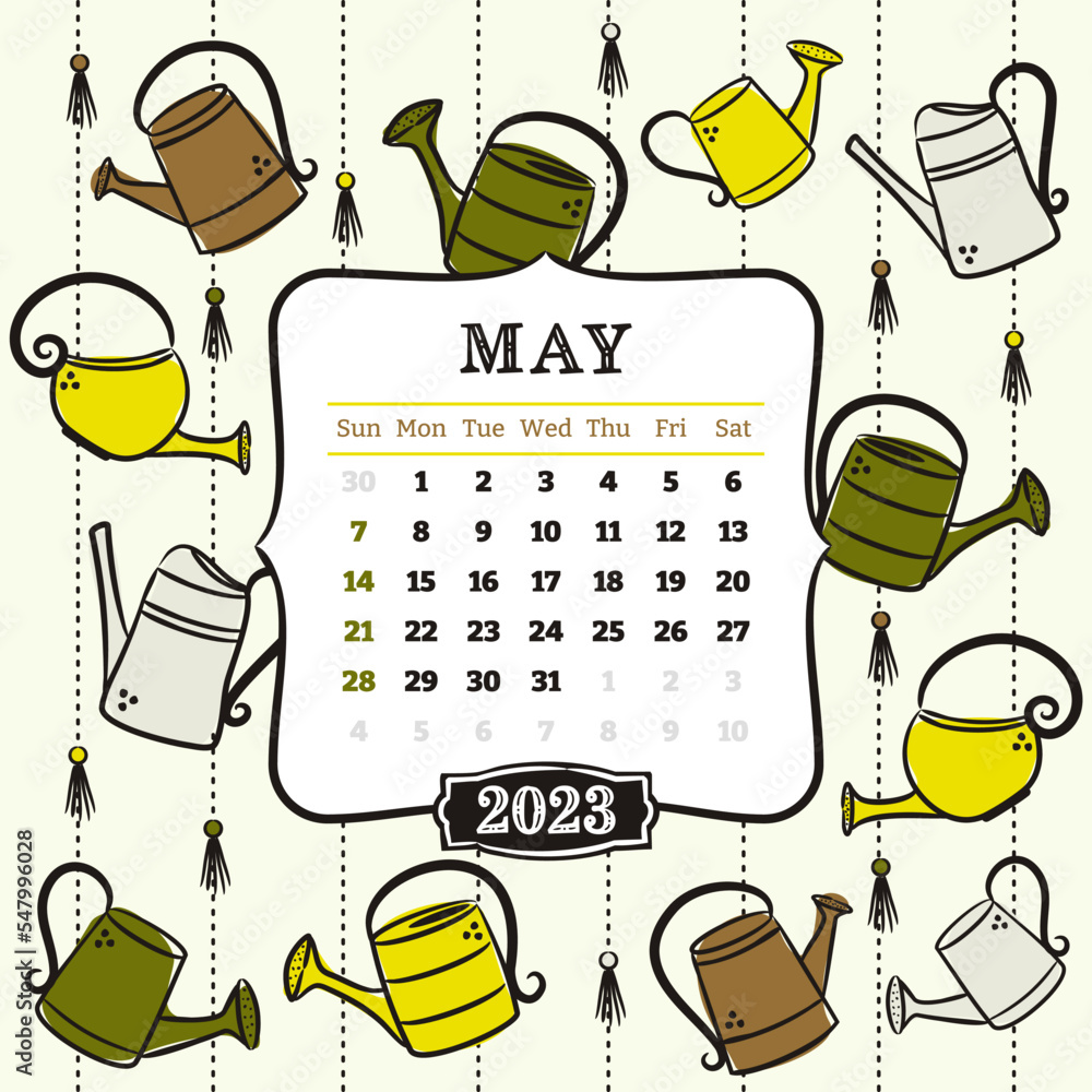 Thematic template for a calendar for 2023. The month of May. Design for ...