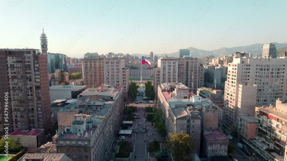Paseo Bulnes Leading To The Bulnes Square And La Moneda Palace With The ...