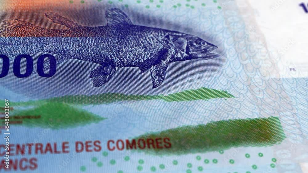Comoros Comorian Franc 1000 Banknotes, Thousand Comorian Franc, Close ...