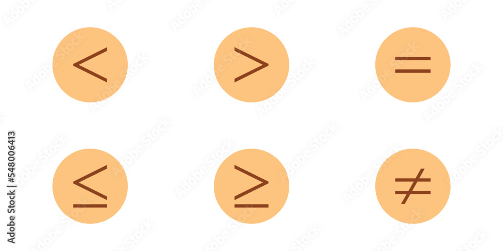 less than greater than and equal symbol in mathematics. inequality ...
