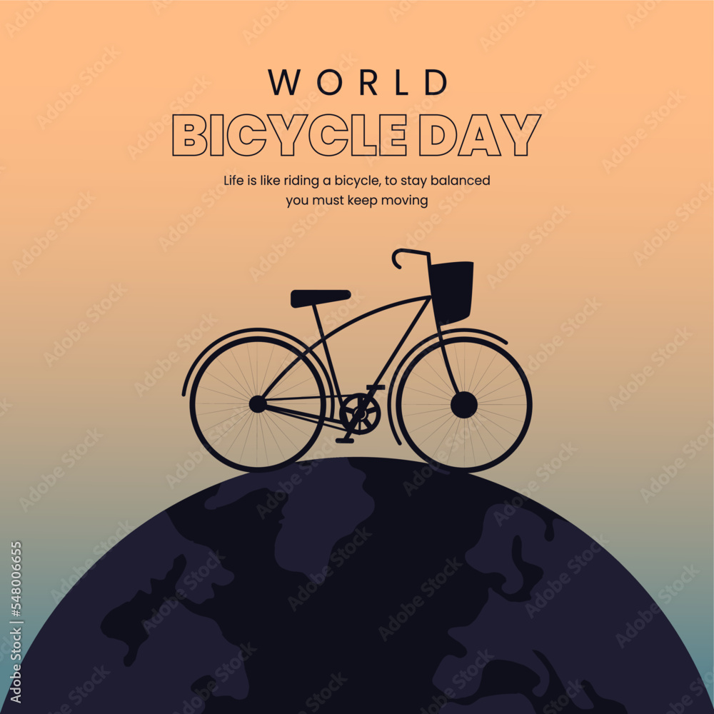 World Bicycle Day, Ride bike and save environment, healthy life ...