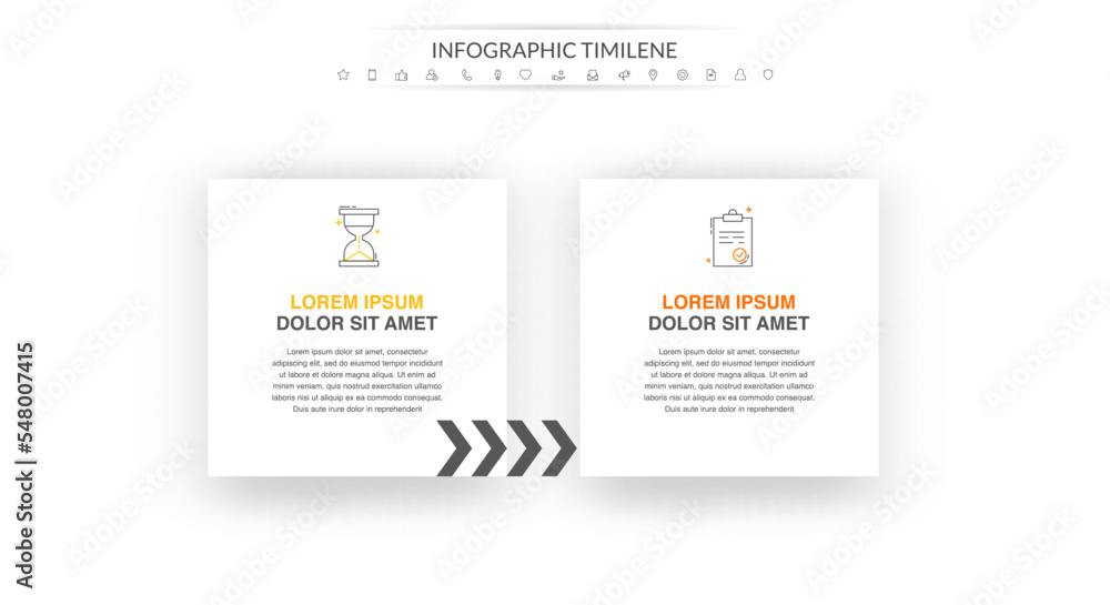 Modern simple infographic with 2 rectangles. 3D concept graphic process ...