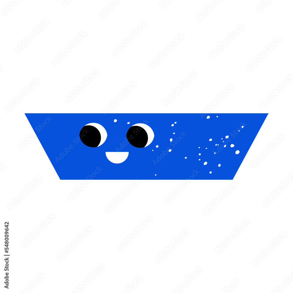Colorful blue trapezoid geometry figure. Cartoon vector illustration ...