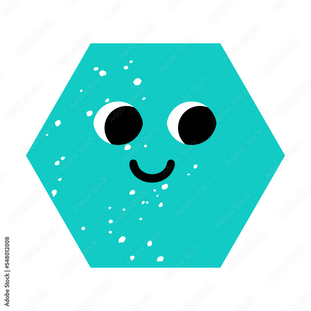 Colorful turquoise hexagon geometry figure. Cartoon vector illustration ...