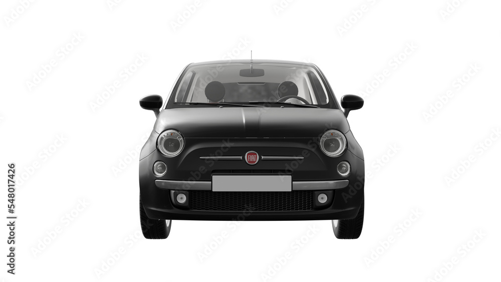 FIAT 500 3d rendering of 500 car on transparent PNG background, BLACK ...