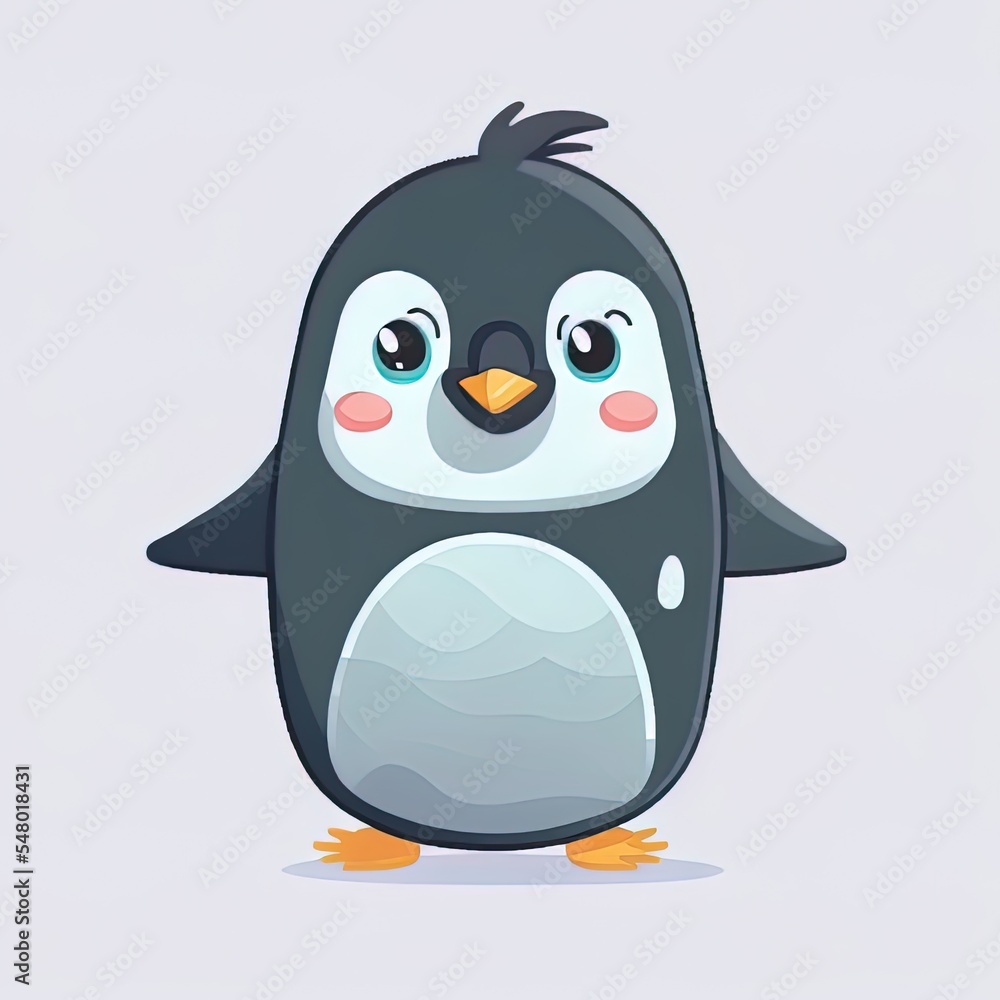 Cute happy penguin cartoon icon illustration. animal nature icon ...
