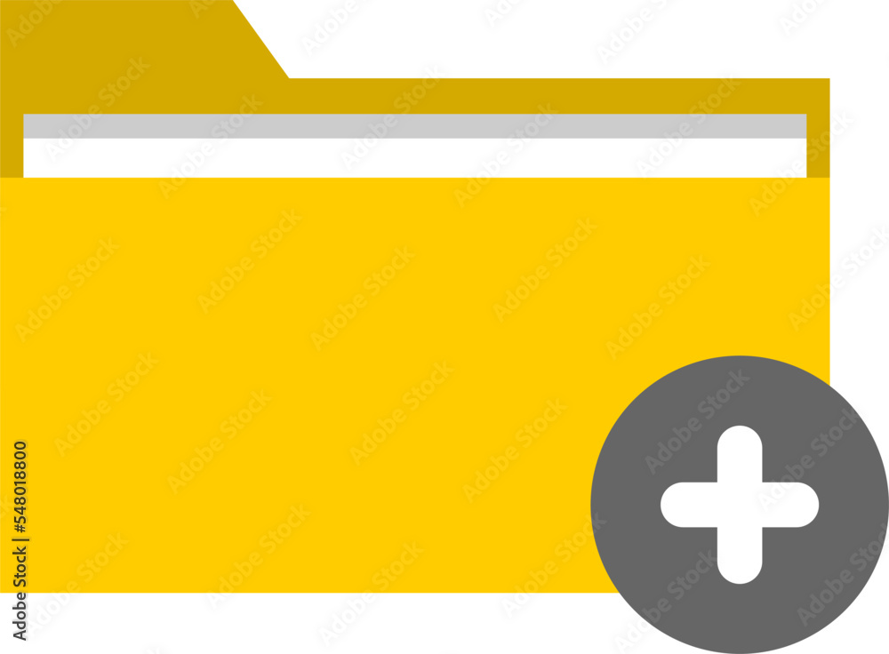 Yellow folder icon with plus sign, icon for adding files Stock Vector ...