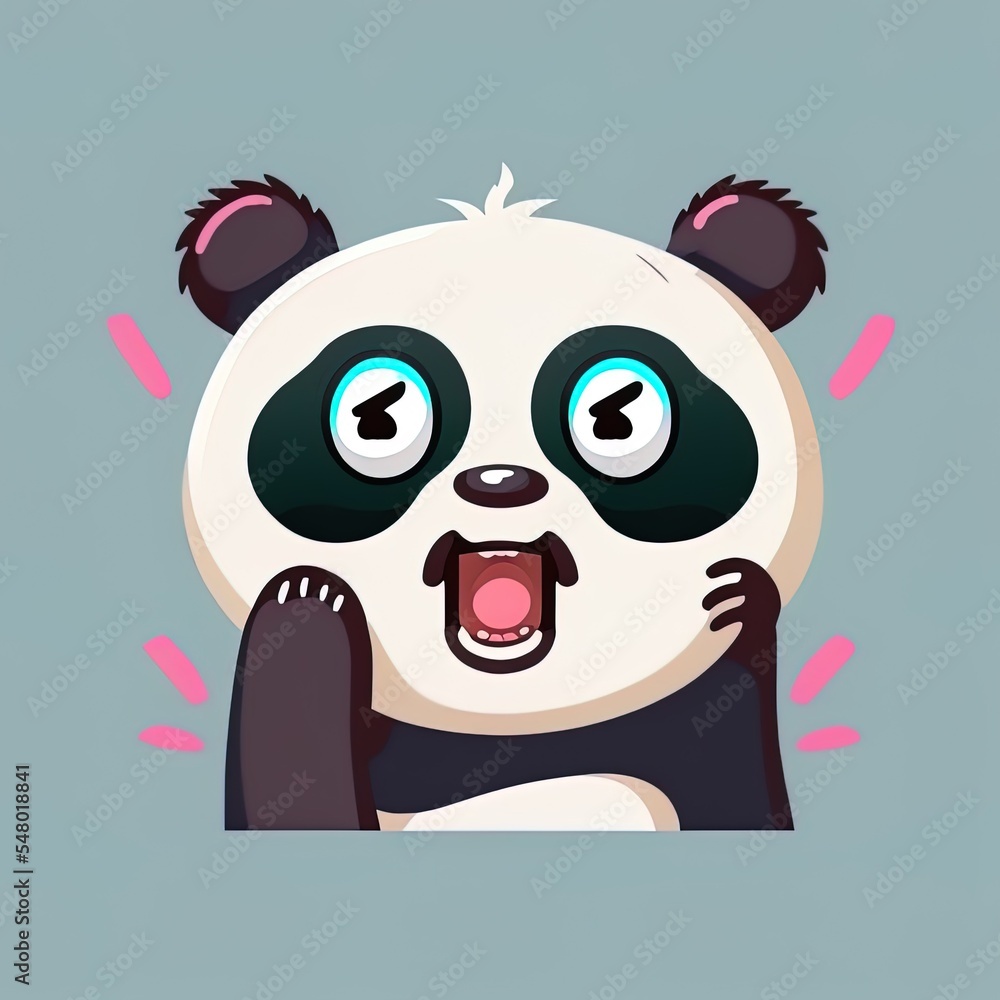 Cute panda surprised cartoon 2d illustrated icon illustration. animal ...
