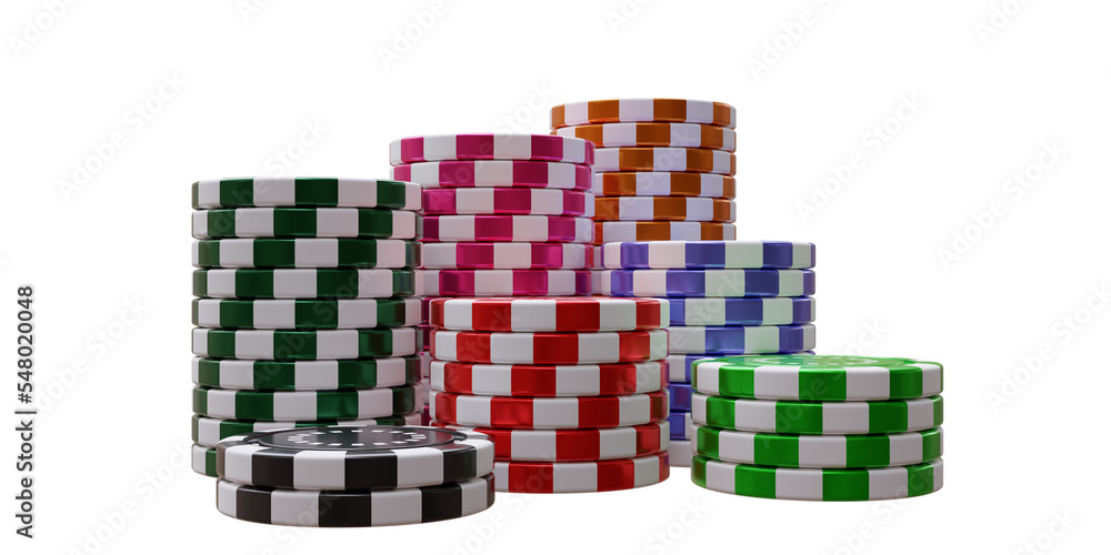 Casino Poker chips stacks isolated on transparent background, PNG. 3d ...
