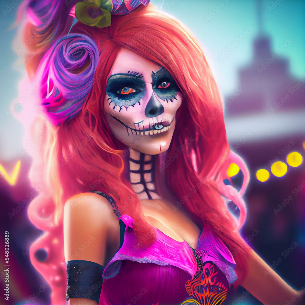 Santa Muerte deity Illustration, oil painting, fictional character, non ...