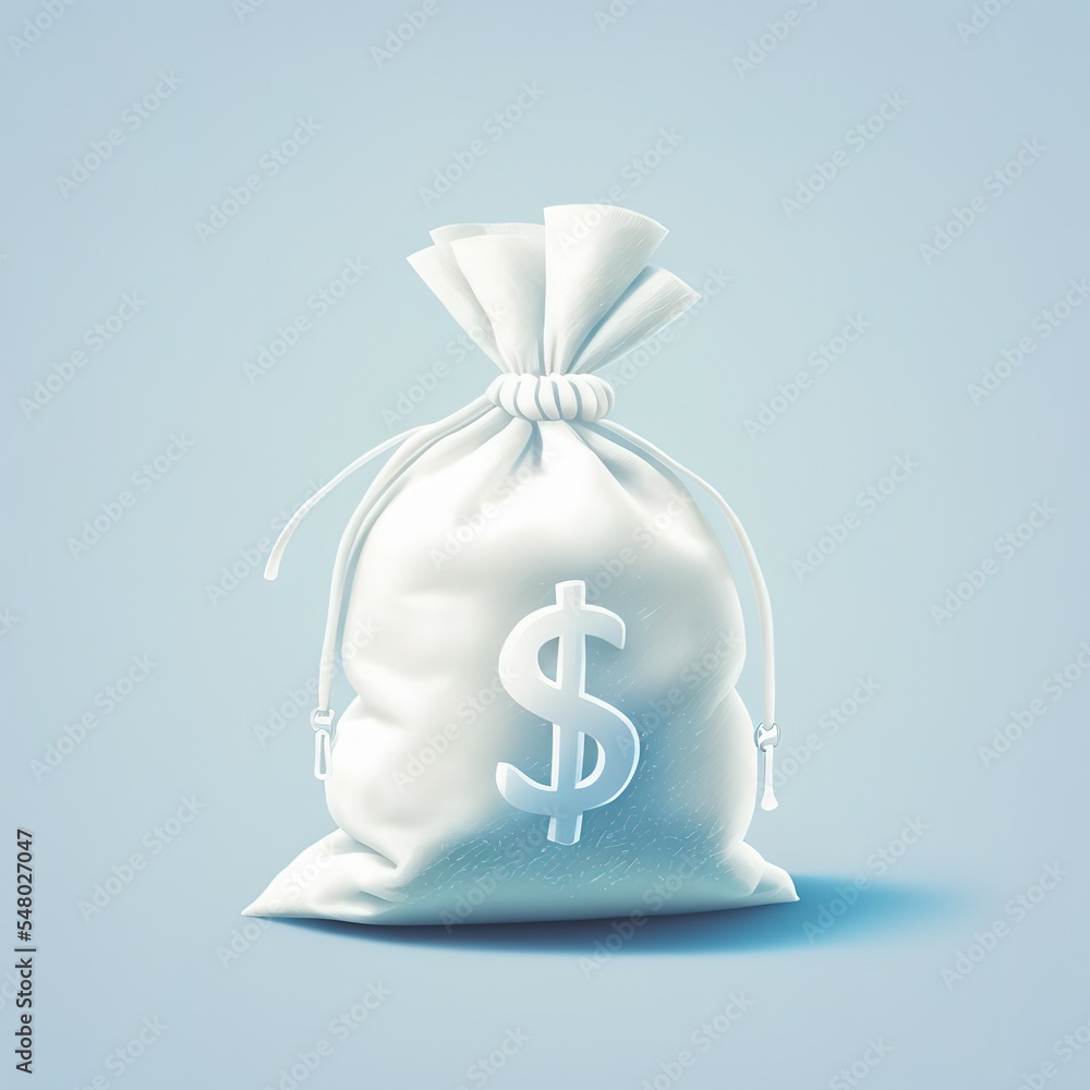 Light color money bag with dollar symbol Isolated on white background ...