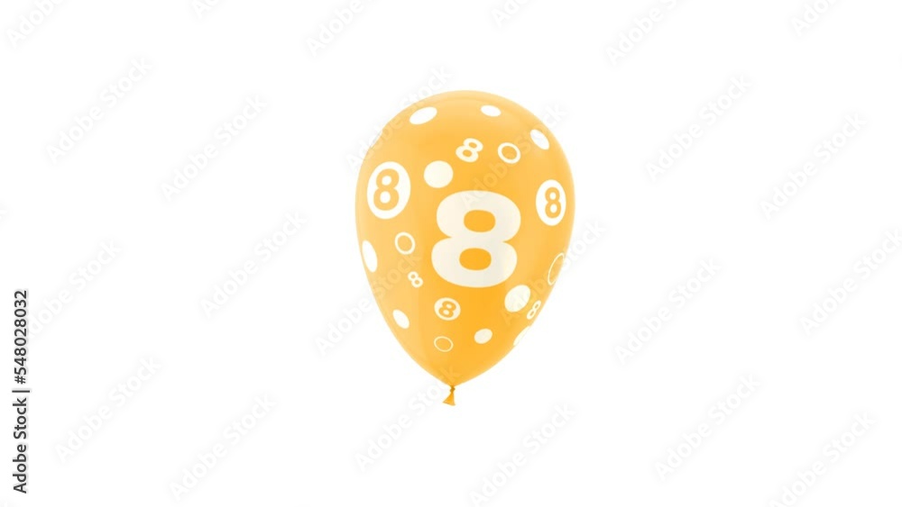 Balloon Animation with number 8. Loop Animation. With Green Screen and ...