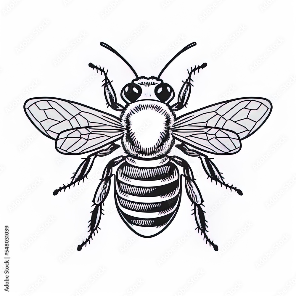 Hand drawn bee outline Stock Illustration | Adobe Stock