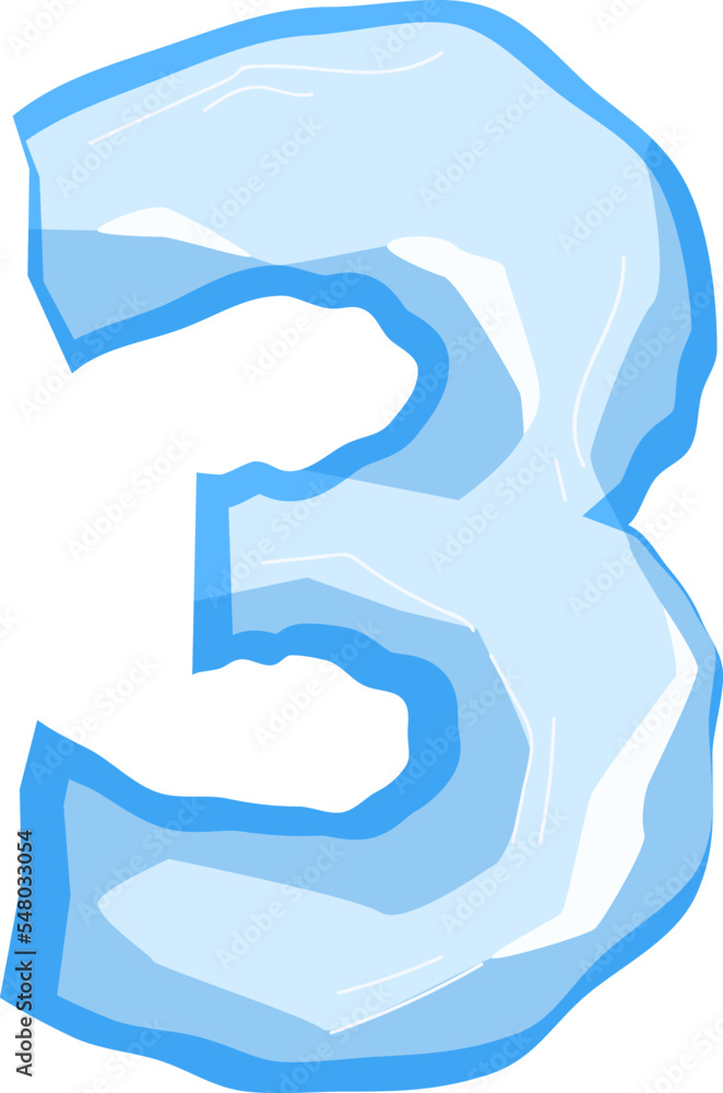 Numbers and symbols made from pieces of ice and snow chunks, big ...